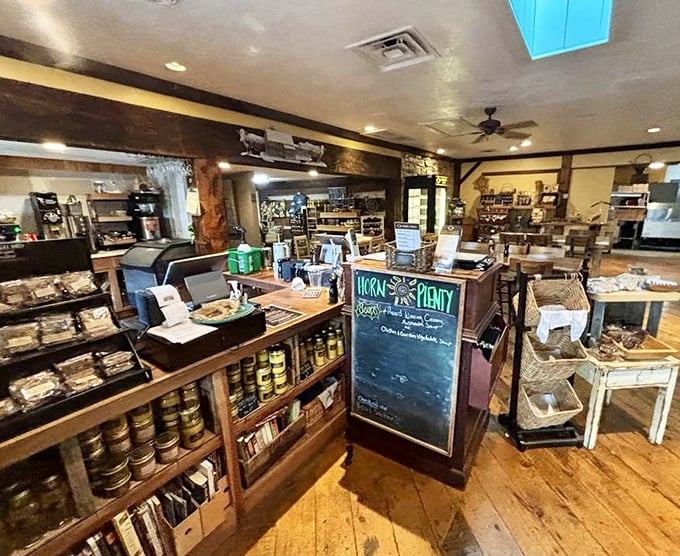 The market corner reveals Horn O Plenty's second act—sending you home with jars of sunshine and wooden bowls that tell stories of Pennsylvania craftsmanship.