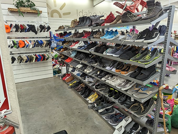 Shoes, shoes, and more shoes—arranged with surprising precision. Your next favorite pair of kicks is waiting somewhere in this footwear forest.