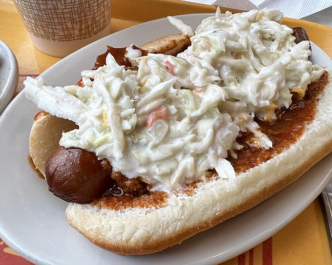 The Slaw Dog—proof that sometimes the best ideas are the simplest ones: take something delicious and pile more delicious things on top.