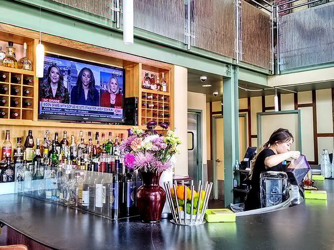 Behind the bar, where cocktail magic happens. Those fresh ingredients aren't just for show—they're about to transform your evening.