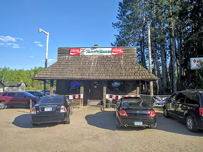 The Thirsty Moose embodies northern Minnesota's cabin aesthetic, where cold beers and warm conversation flow as naturally as the nearby rivers.