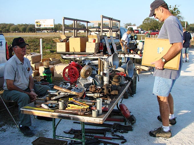 Tools with stories to tell—that hand drill probably built half of central Florida before retiring to this table of mechanical treasures.