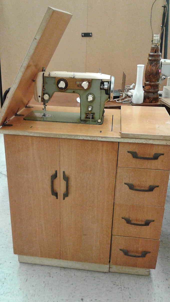 This vintage Veritas sewing machine isn't just a relic – it's a time machine to when "homemade" wasn't a premium marketing term.