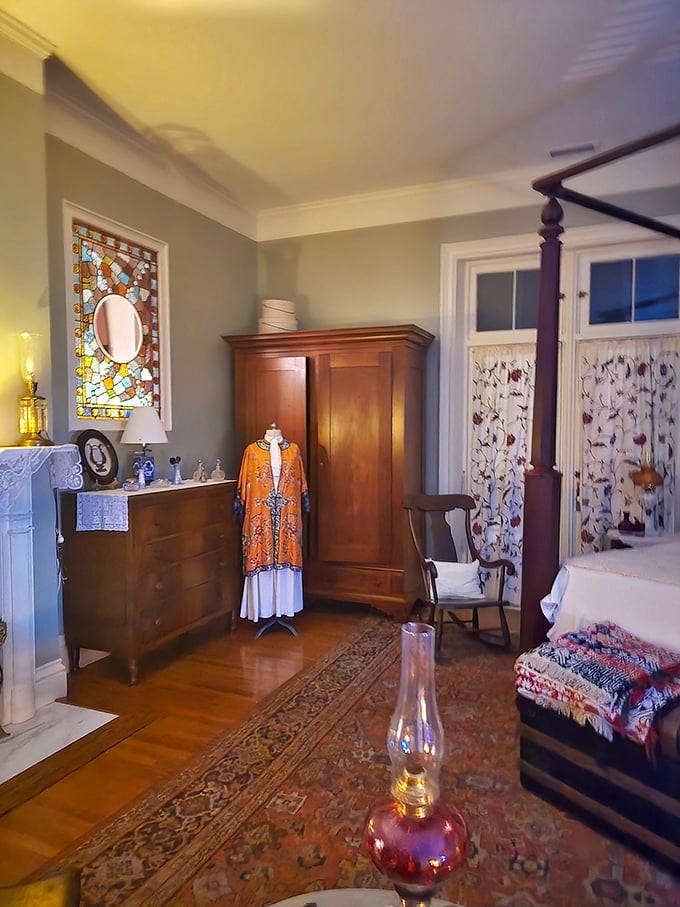 That stained glass window isn't just decoration—it's Victorian Instagram. The perfect backdrop for showing off your finest dressing gown.