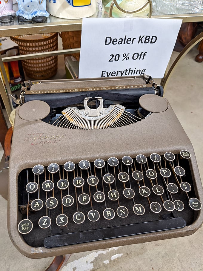 This vintage typewriter isn't just decoration – it's waiting for someone to write the Great American Novel or at least really impressive grocery lists.