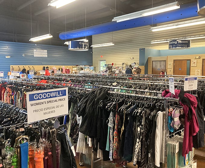 Women's clothing sections stretch further than your last family reunion, offering styles from every decade you can remember.
