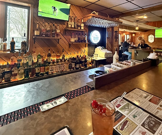 A bar stocked with enough spirits to warm even the coldest Wisconsin winter night – liquid hospitality in its natural habitat.
