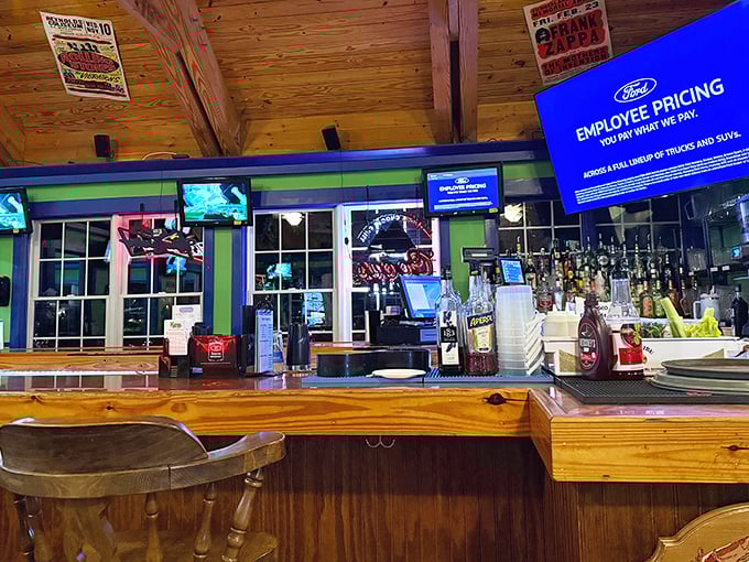 The bar—where seafood stories grow taller with each round, and strangers become friends united by Old Bay-stained fingers.
