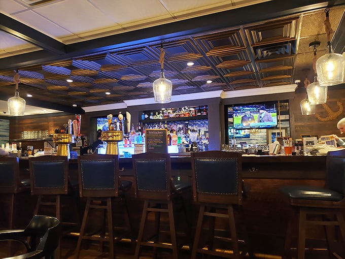 The bar at Marblehead isn't just where drinks are poured—it's command central for seafood enthusiasts plotting their next delicious course of action.