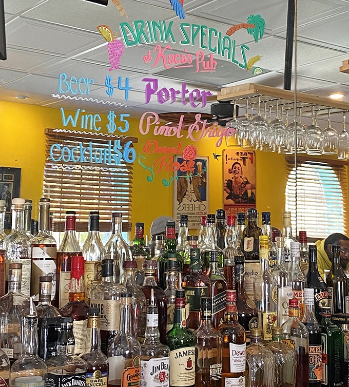 The bar area serves as command central for both libations and good times in equal measure.
