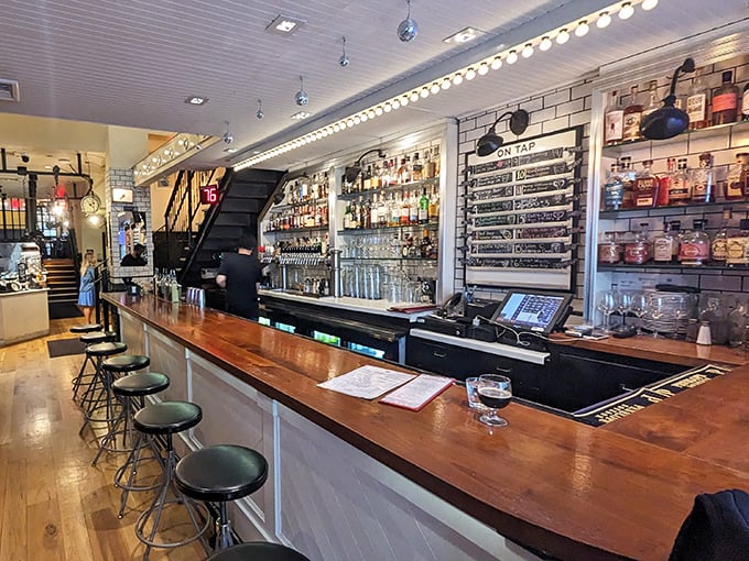 The bar isn't just stocked—it's an arsenal of spirits ready to complement whatever meat-centric adventure you've chosen for the evening.