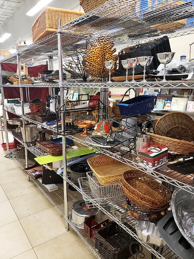 Baskets, serving trays, and glassware galore – the motherlode for anyone hosting a dinner party or looking to upgrade their "adult apartment" status.
