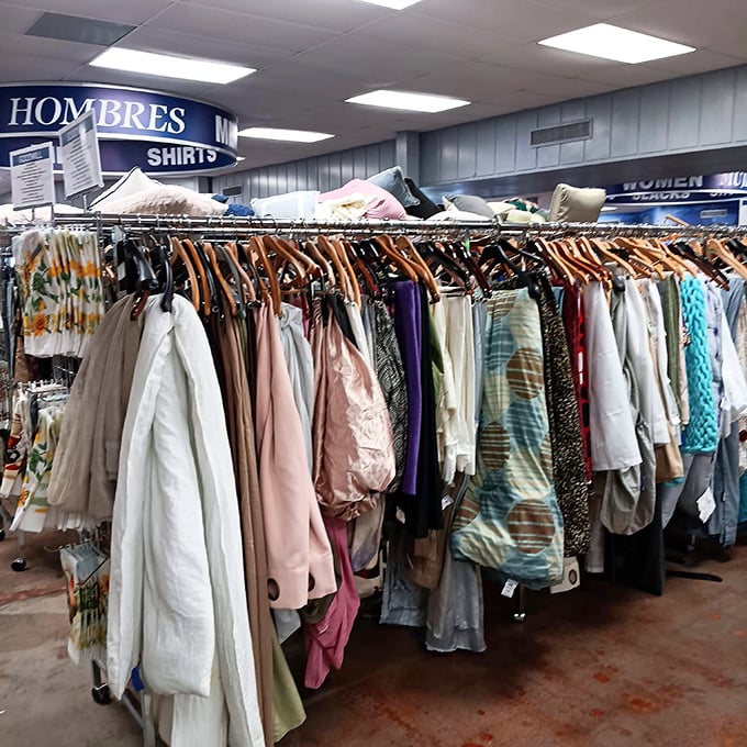 The men's section features shirts in every color imaginable – proving style doesn't have to break the bank.