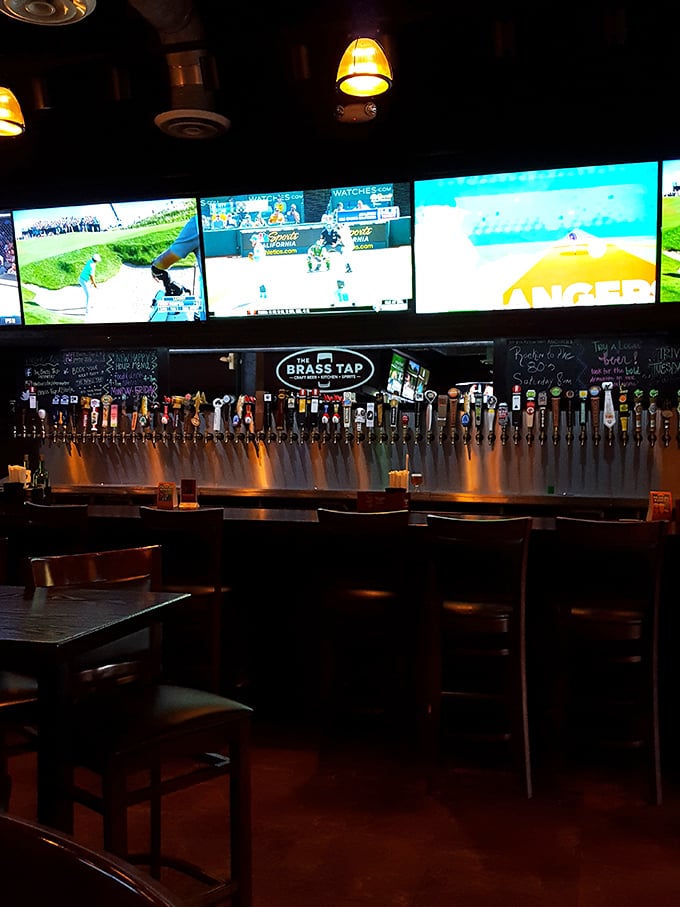 The Brass Tap bar—where indecision meets abundance. With this many taps, "I'll just have a beer" becomes a philosophical question.