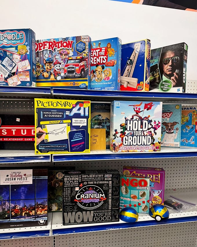 Board game bonanza! From Operation to Pictionary, these boxes contain not just cardboard and plastic, but future family game nights and memories waiting to happen.