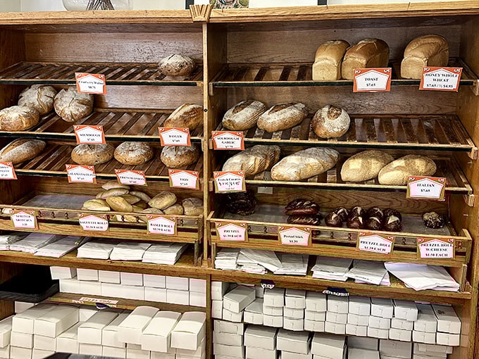 The bread display—where carb-counting goes to die and sourdough dreams come true—showcases European baking traditions.