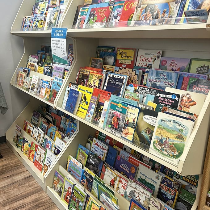 Little readers' paradise – children's books displayed with care, creating new generations of bibliophiles one pre-loved story at a time.