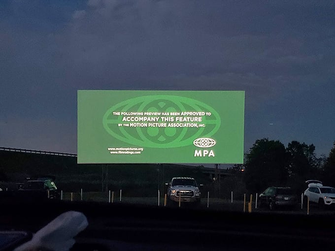 The familiar green rating screen signals the start of cinematic adventures. That universal moment when everyone stops chatting and starts watching.