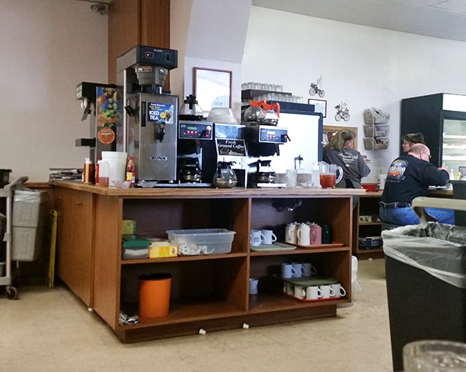 The coffee station—command central for the caffeine operation that keeps Lincoln running. No fancy barista terms, just reliable rocket fuel.