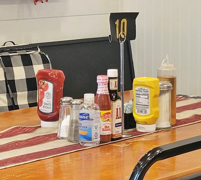 Classic condiments standing at attention—the supporting cast that knows their role in the culinary performance about to unfold.