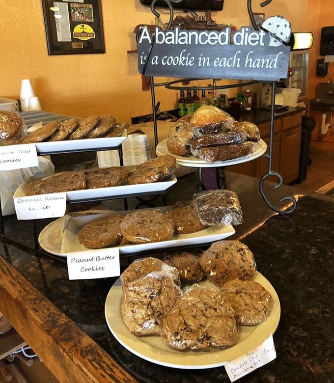 "A balanced diet is a cookie in each hand"—words to live by and a display case that makes that philosophy dangerously easy.