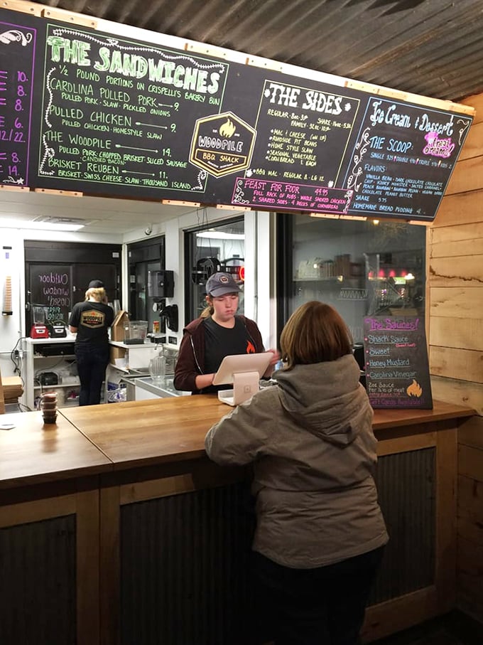 Where BBQ dreams come true—the ordering counter. Like approaching the pearly gates, but instead of St. Peter, there's pulled pork.