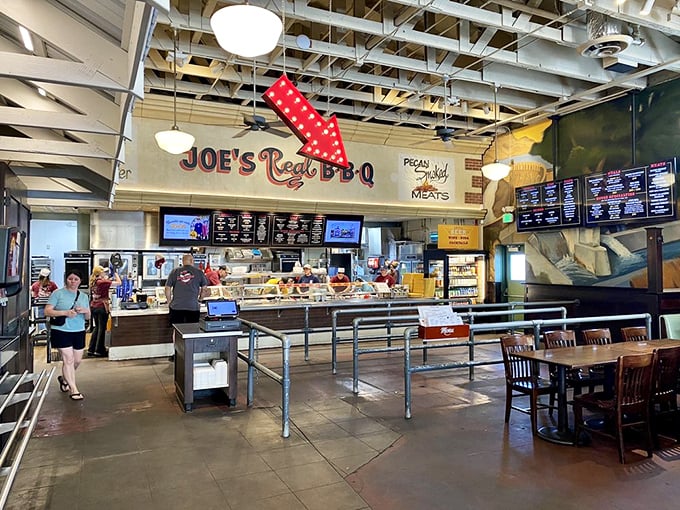 The ordering counter—where dreams come true and diets go to die. That red arrow points to your imminent happiness.
