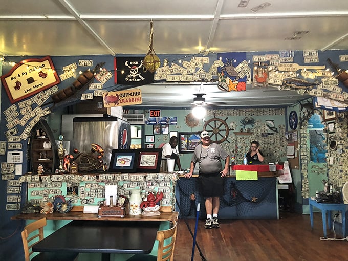 Behind the counter, where seafood dreams come true and diet plans go to die—gloriously.