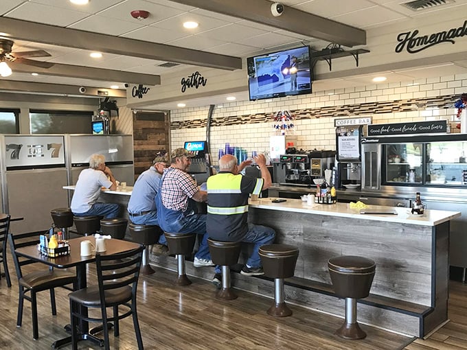 The counter—where solo diners find community and regulars exchange the day's news over bottomless cups of coffee.