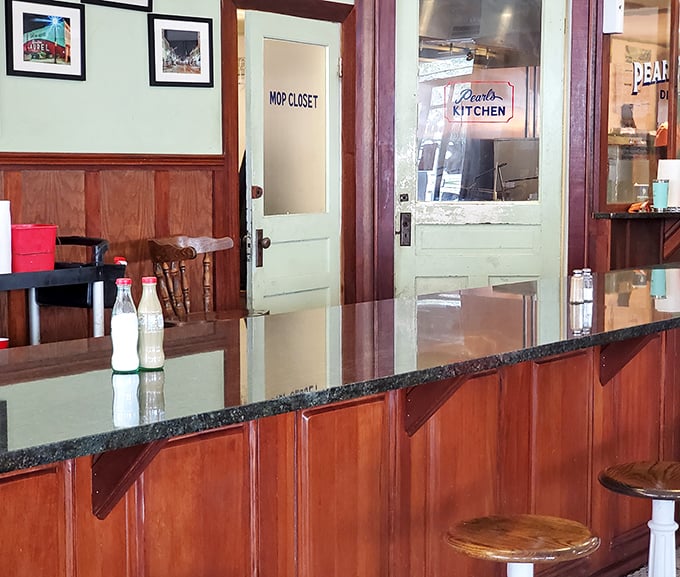Behind that counter is where breakfast dreams come true – "Pearl's Kitchen" isn't just a sign, it's a promise of good things to come.