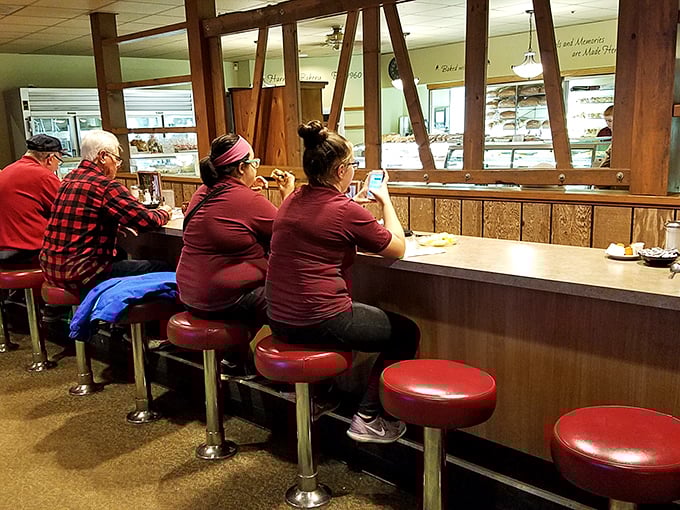 Counter seats—the front-row tickets to the Harner's experience, where regulars perch like birds on a wire, watching breakfast magic unfold.