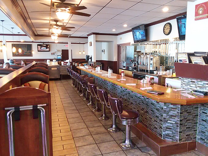 The counter seats – where solo diners become part of the diner family and watching short-order cooks work their magic becomes dinner theater.