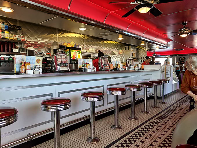 Counter culture at its finest. These chrome stools have witnessed countless first dates, business deals, and Saturday morning recovery missions.