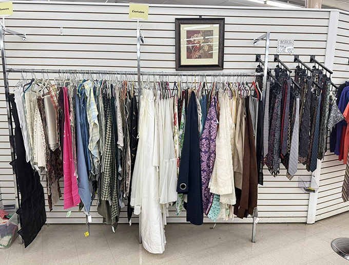 Formal wear that spans decades of special occasions. Each hanger holds a story—and possibly someone's "something borrowed."