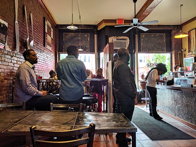 A glimpse of the dining area where strangers become friends, united by their appreciation for exceptional comfort food.