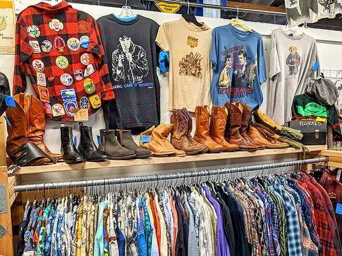 Cowboy boots and band tees – the unofficial uniform of every cool person since 1975. That Bruce Springsteen shirt has definitely seen a concert or three. Photo credit: <a href="https://maps.google.com/maps/contrib/106430986775237761172" target="_blank" rel="noopener noreferrer">Brandon Faloona</a> Cowboy boots and band tees – the unofficial uniform of every cool person since 1975. That Bruce Springsteen shirt has definitely seen a concert or three.