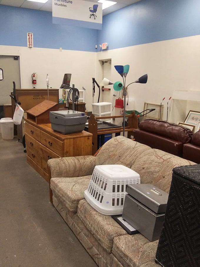 Furniture department reality: where that perfect reading chair and vintage dresser wait patiently for their "before and after" Instagram moment.