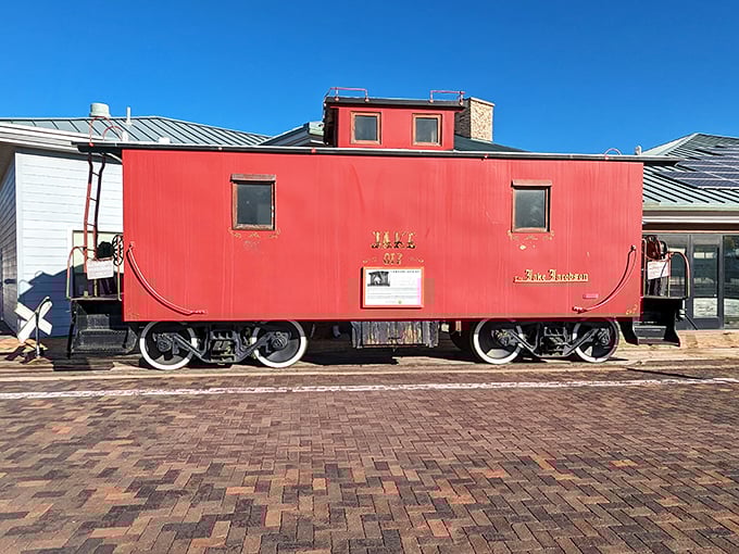 This cherry-red caboose has retired from working life to become a cherished artifact. The railroad equivalent of your uncle's vintage Corvette—lovingly preserved.