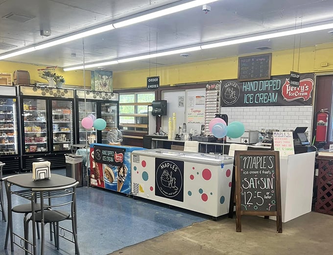 Sweet relief on a hot day! This charming ice cream counter offers hand-dipped scoops that make supermarket pints seem like a sad compromise.