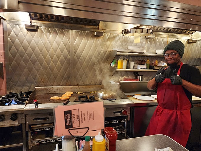 Behind the grill, culinary choreography unfolds as pancakes bubble and eggs sizzle – the steam rising like applause for this breakfast ballet.