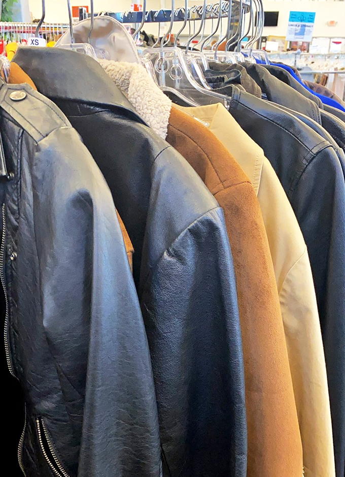 Leather jackets in every shade of cool—each with its own mysterious backstory and ready for your next chapter.