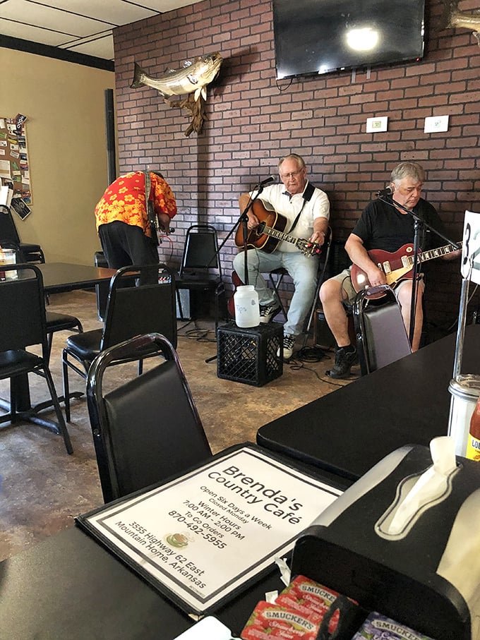 Live music transforms a simple meal into an event. These gentlemen aren't just playing songs—they're providing the soundtrack to your breakfast memories.