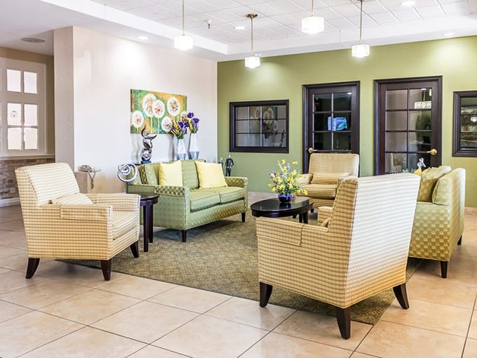 A lounge area designed for those moments when you want to be social, but not too social—perfect for the introvert's version of mingling.