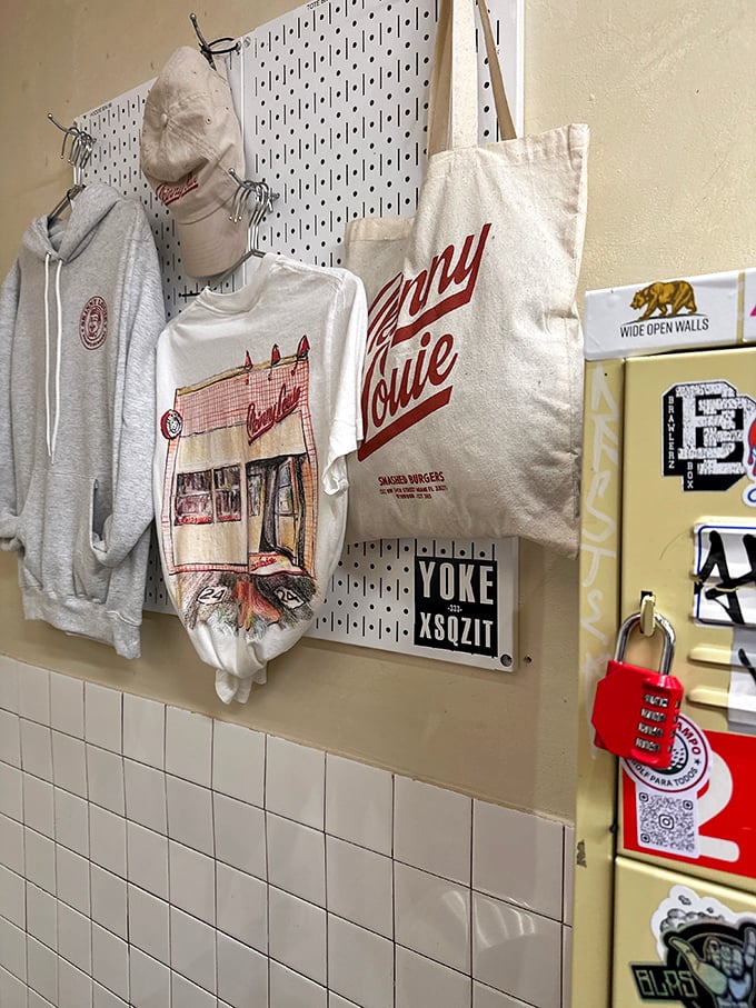Even the merch is cool—because nothing says "I have excellent taste" like sporting the logo of your favorite burger joint.