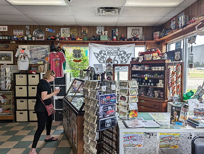 The gift shop corner – because sometimes you need to take a piece of Route 66 home with you.