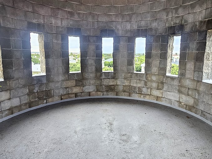 Room with many views! These narrow windows serve as picture frames for the Florida landscape beyond, each opening a different masterpiece.