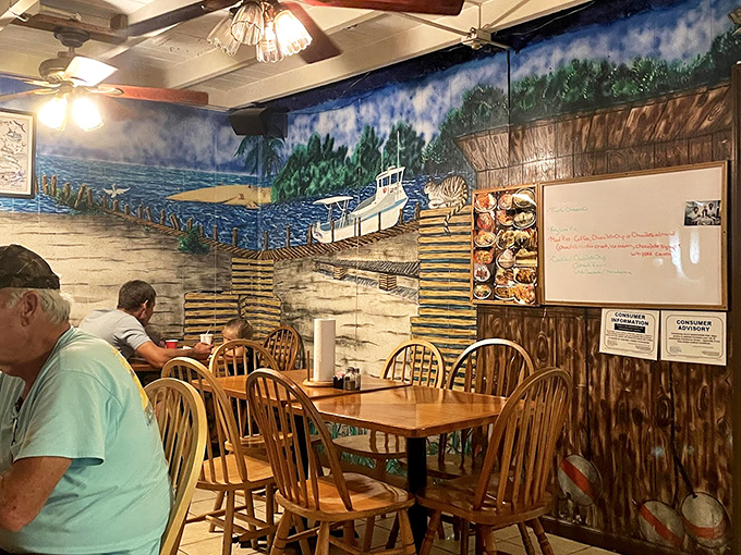 Murals and maritime touches decorate the walls, creating that authentic Keys vibe while you wait for your number to be called.