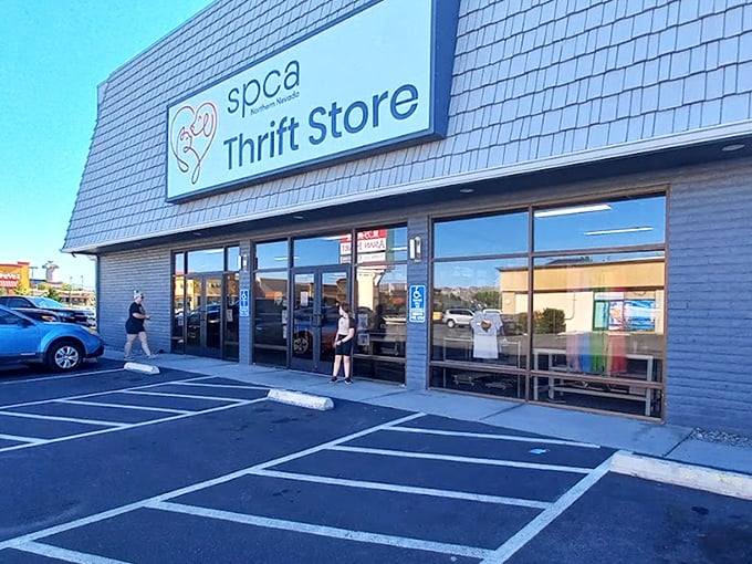 A modern storefront with clean lines and bright signage – not your grandmother's cluttered, musty thrift store of yesteryear.