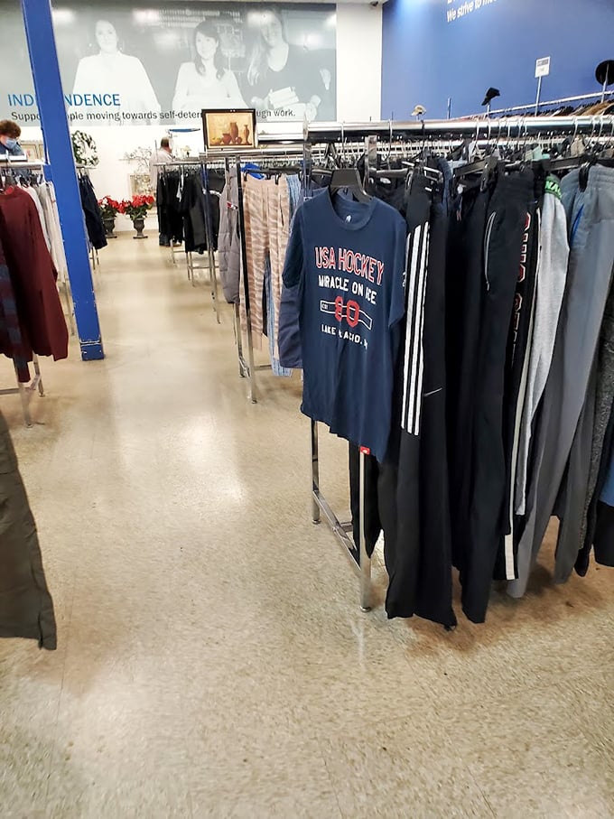 Sportswear heaven with a side of nostalgia. That "Miracle on Ice" hockey shirt might just be your next conversation-starting weekend essential.