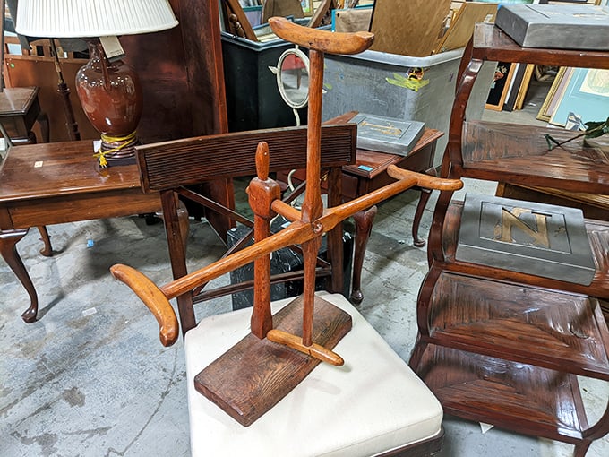 A primitive yarn winder that reminds us our ancestors crafted without Netflix playing in the background—true multitasking pioneers.